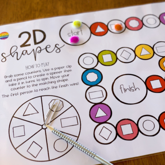 2D Shape Game - Board Game Mats - classroom HQ
