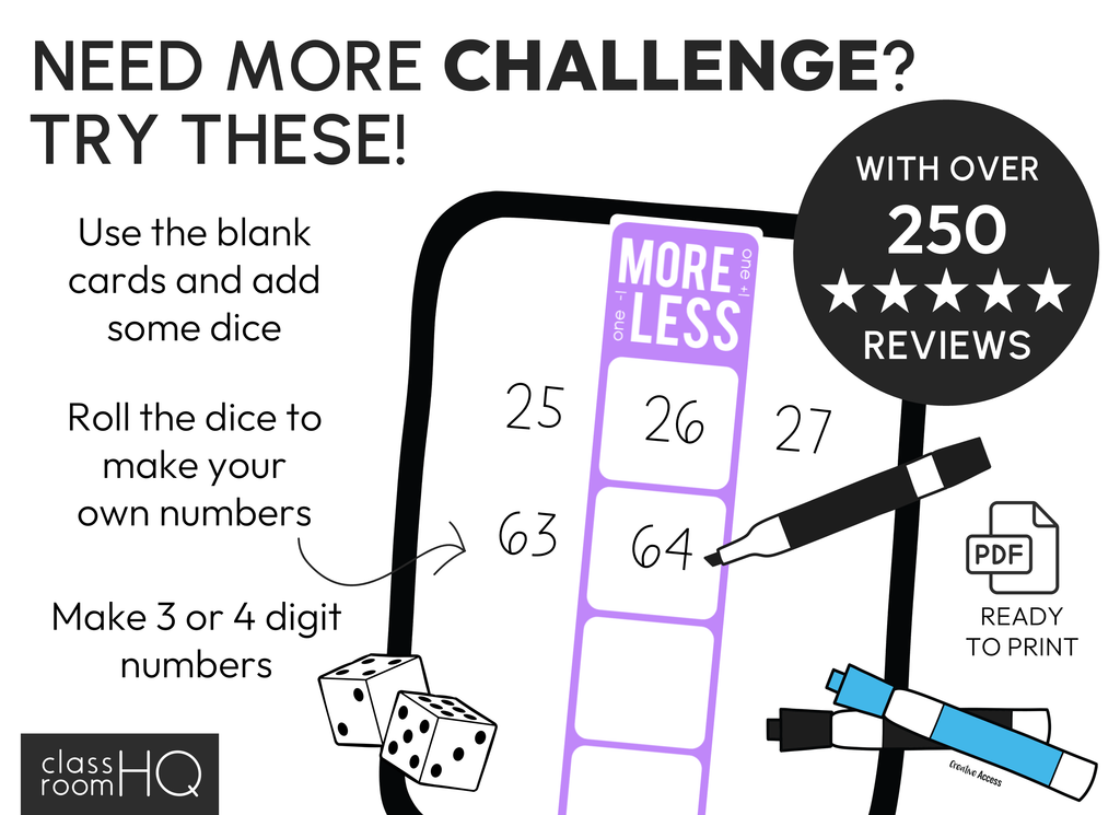 Building Number Sense - One More, One Less, Ten More, Ten Less Number ...