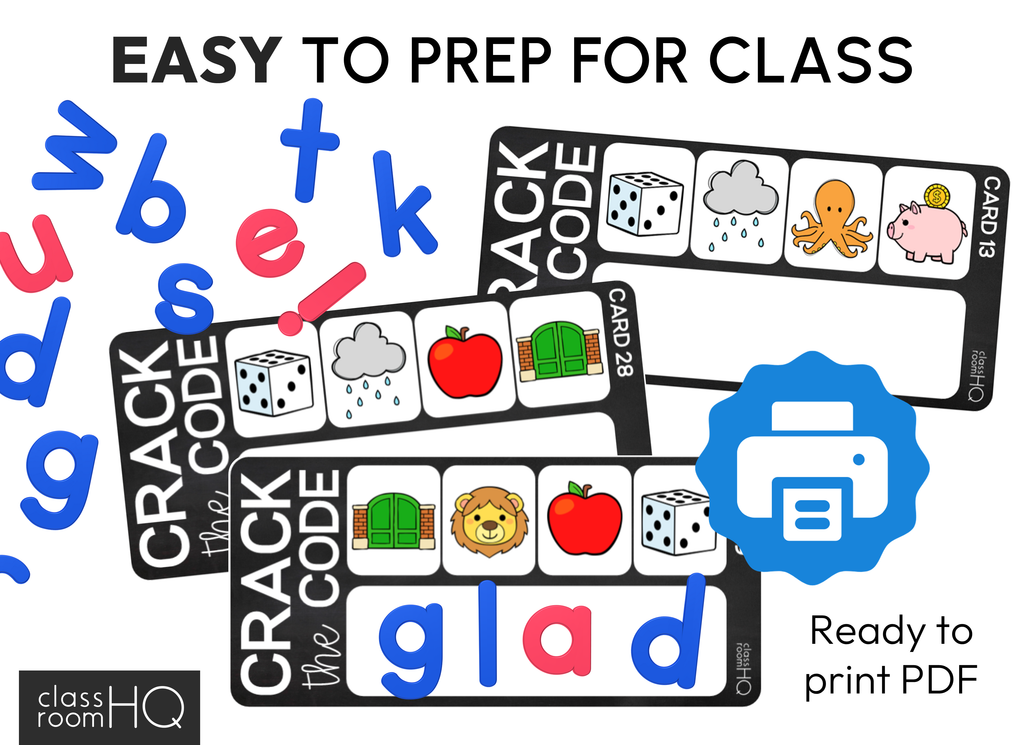 CCVC Word Crack The Code Cards - Word Practice for Blending CCVC Words ...