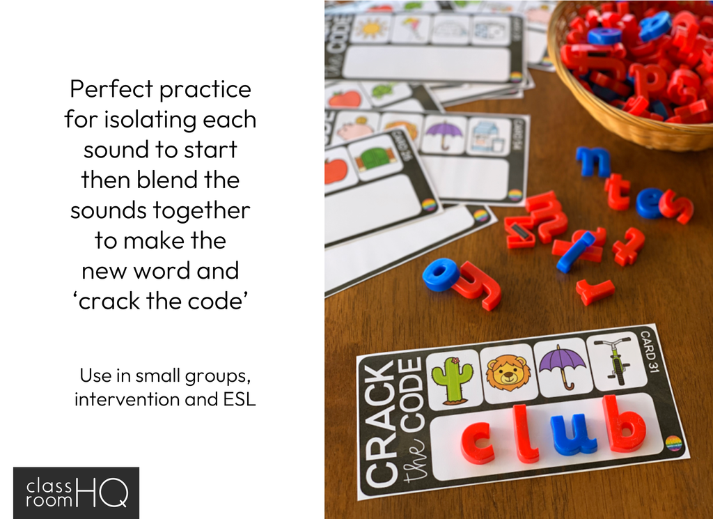 CCVC Word Crack The Code Cards - Word Practice for Blending CCVC Words ...
