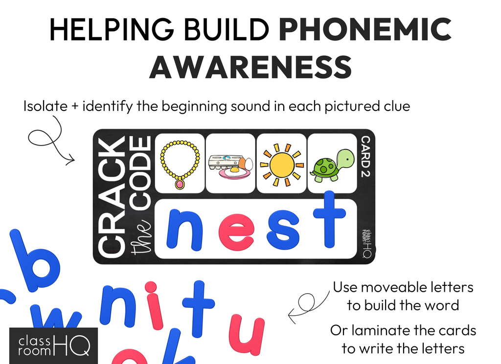 CVCC Word Crack The Code Cards - Phonemic Awareness CVCC Word Practice ...