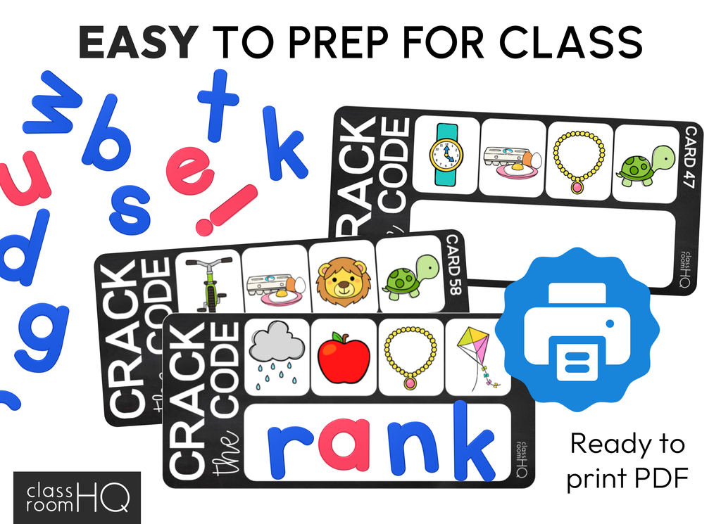 CVCC Word Crack The Code Cards - Phonemic Awareness CVCC Word Practice ...