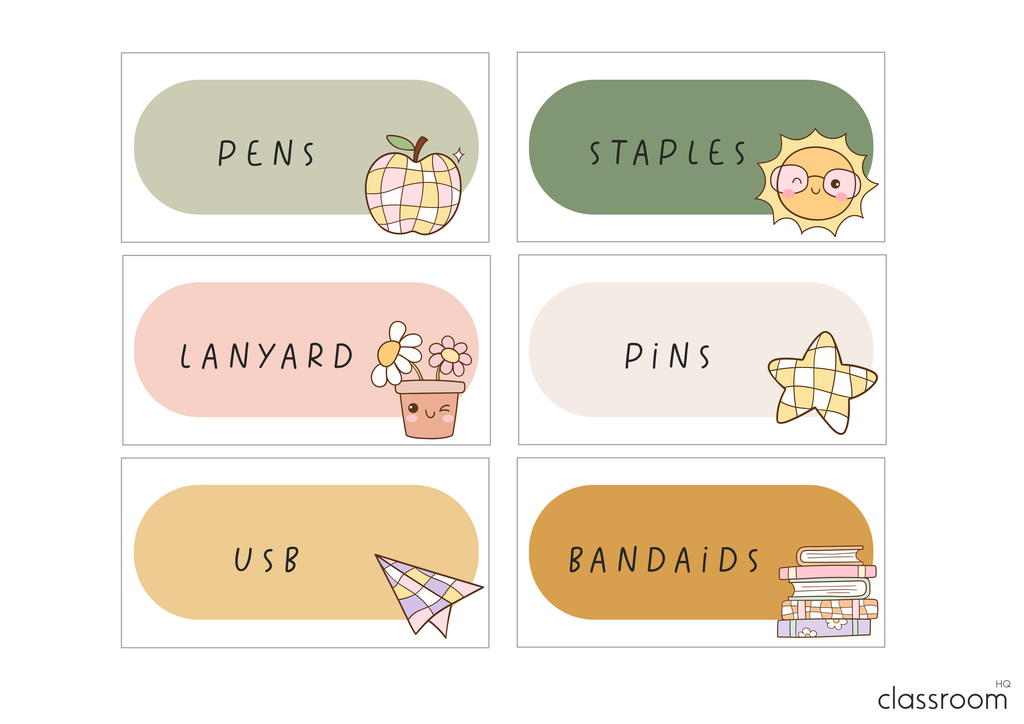 Calm Retro Daisy Editable Teacher Toolbox Labels HAZY DAISY Classroom ...