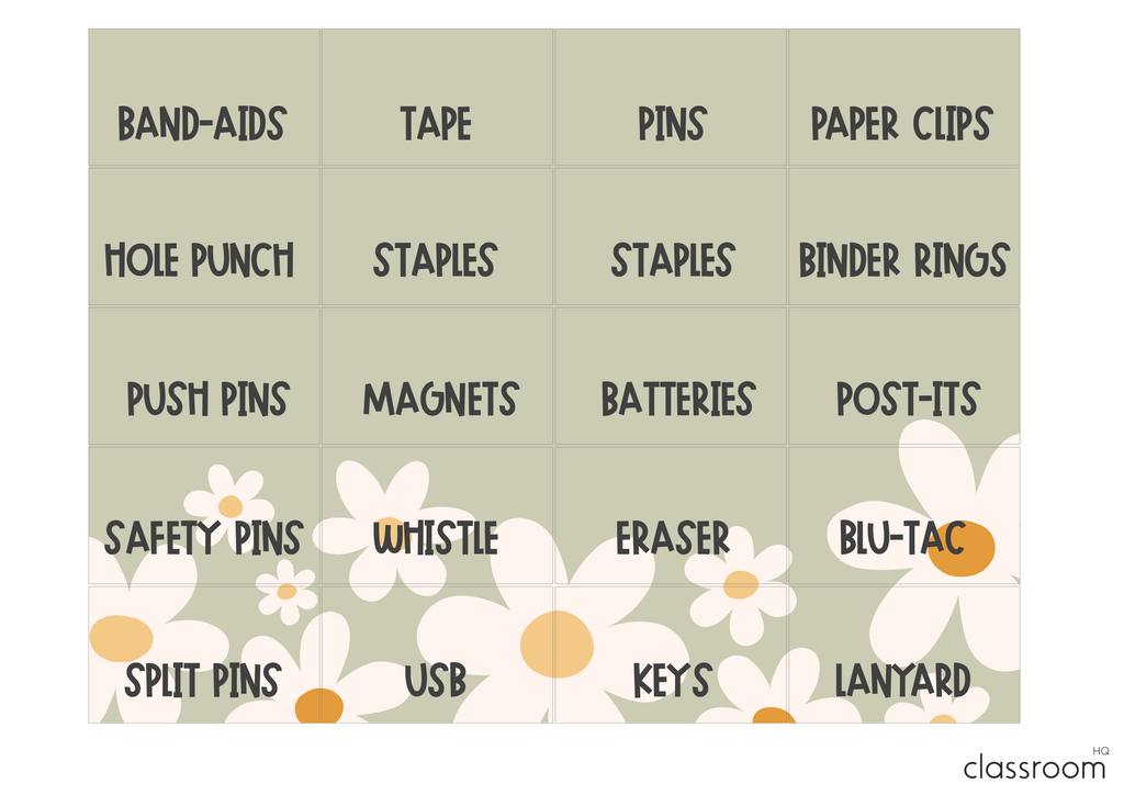 Calm Retro Daisy Editable Teacher Toolbox Labels HAZY DAISY Classroom ...