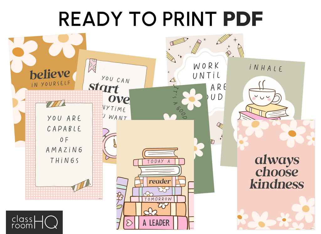 Calm Retro Motivational Posters Inspiring Wall Art HAZY DAISY Classroom ...