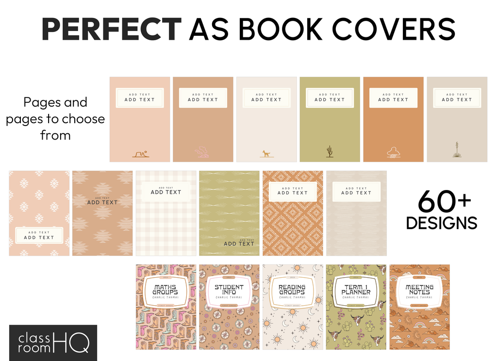 Editable Binder Covers and Spines & Student Book Covers Western Theme ...