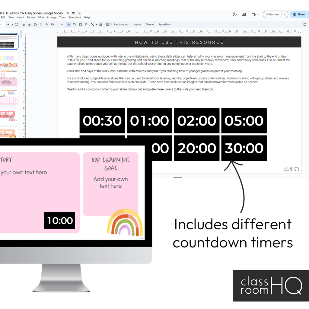 Editable Daily Classroom Slides with Timers Classroom Management ...