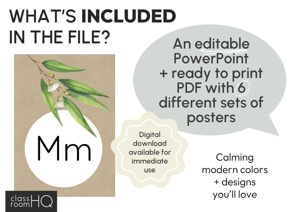 Eucalyptus Australian Theme Editable Alphabet Posters GUM LEAF ...