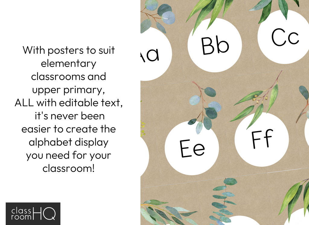 Eucalyptus Australian Theme Editable Alphabet Posters GUM LEAF ...