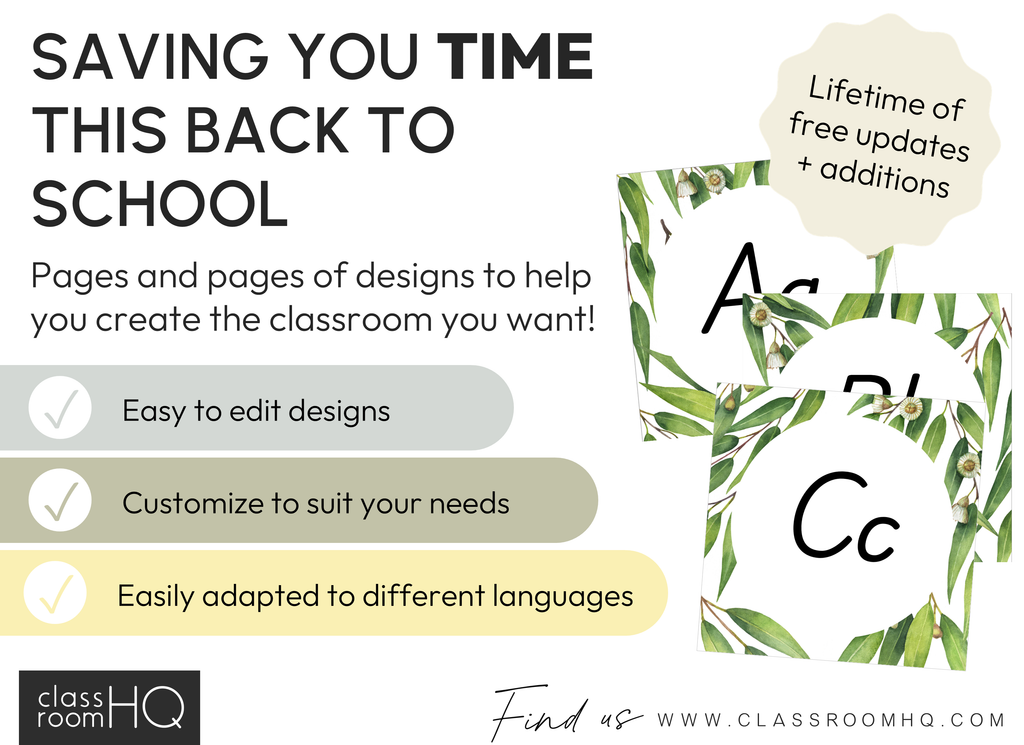 Eucalyptus Australian Theme Editable Alphabet Posters GUM LEAF ...