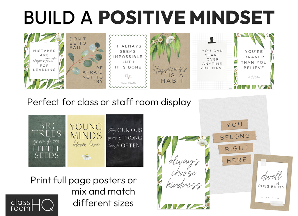 Eucalyptus Inspirational Growth Mindset Posters GUM LEAF Classroom ...