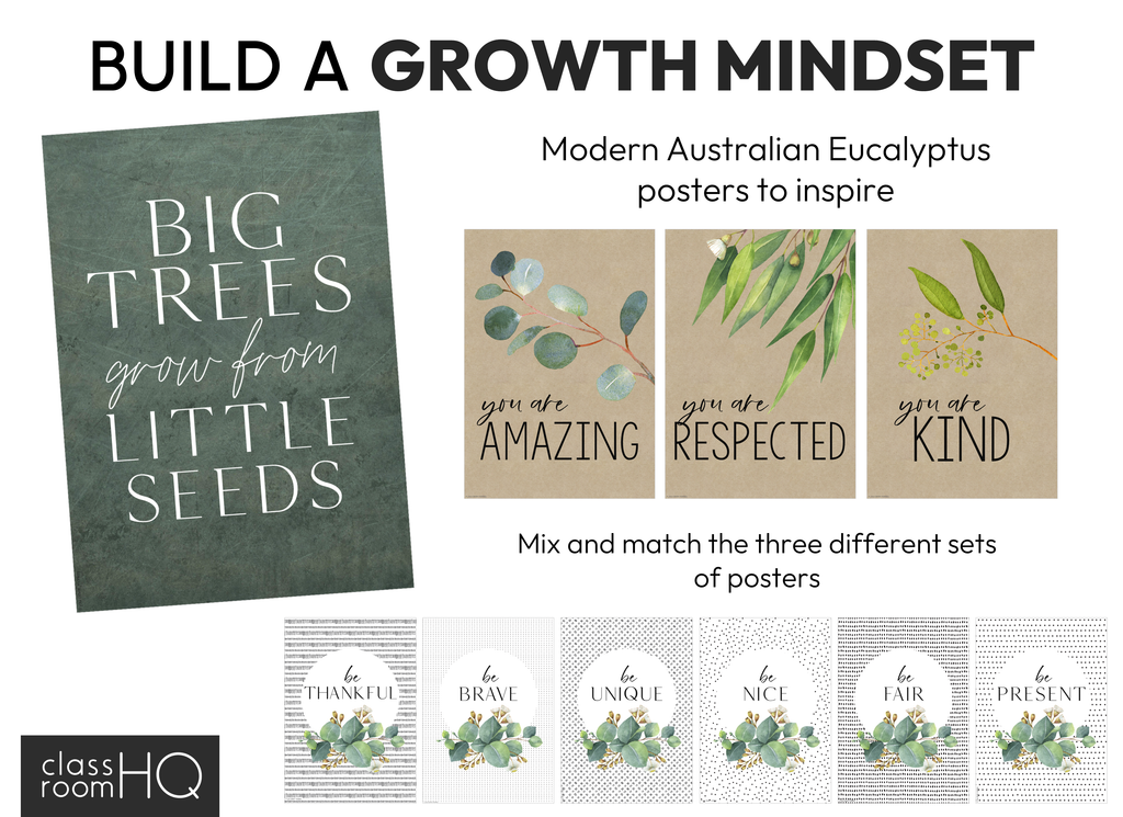 GUM LEAF Inspirational Growth Mindset Posters - classroom HQ
