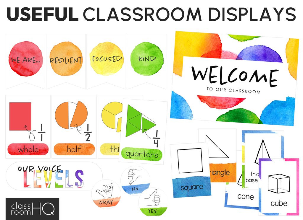 WATERCOLOUR PAINT Classroom Decor - BUNDLE