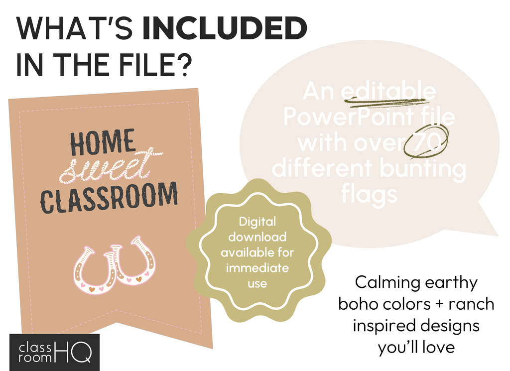 Vintage Southwestern Rustic Boho Editable Bulletin Board Bunting Pack ...