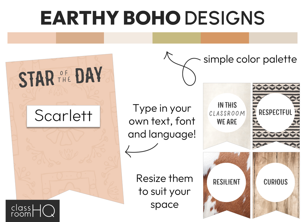 Vintage Southwestern Rustic Boho Editable Bulletin Board Bunting Pack ...