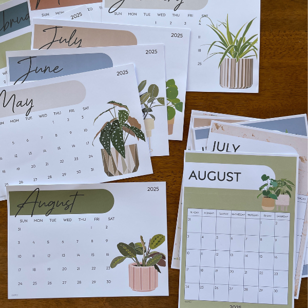 PLANT LIFE Simple 1-Month to a Page Calendar - classroom HQ