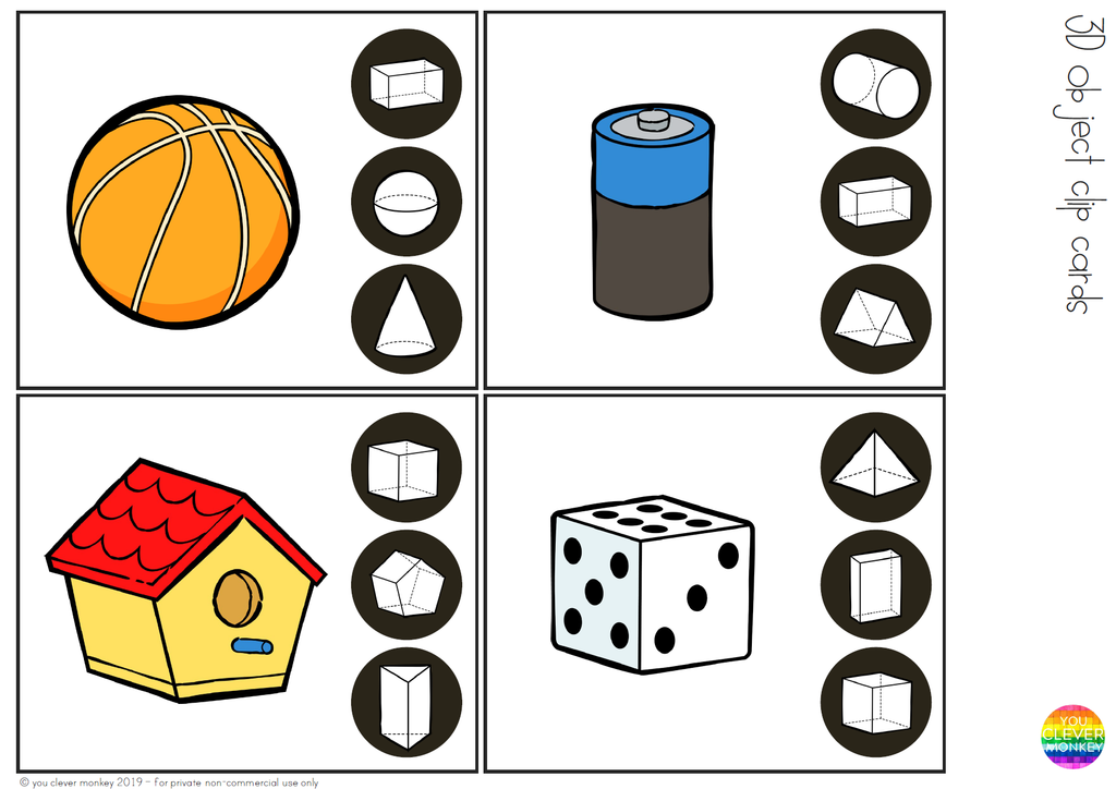 3D Object Clip Card Pack - classroom HQ