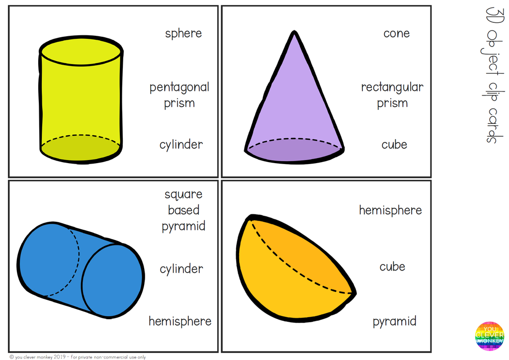 3D Object Clip Card Pack - classroom HQ