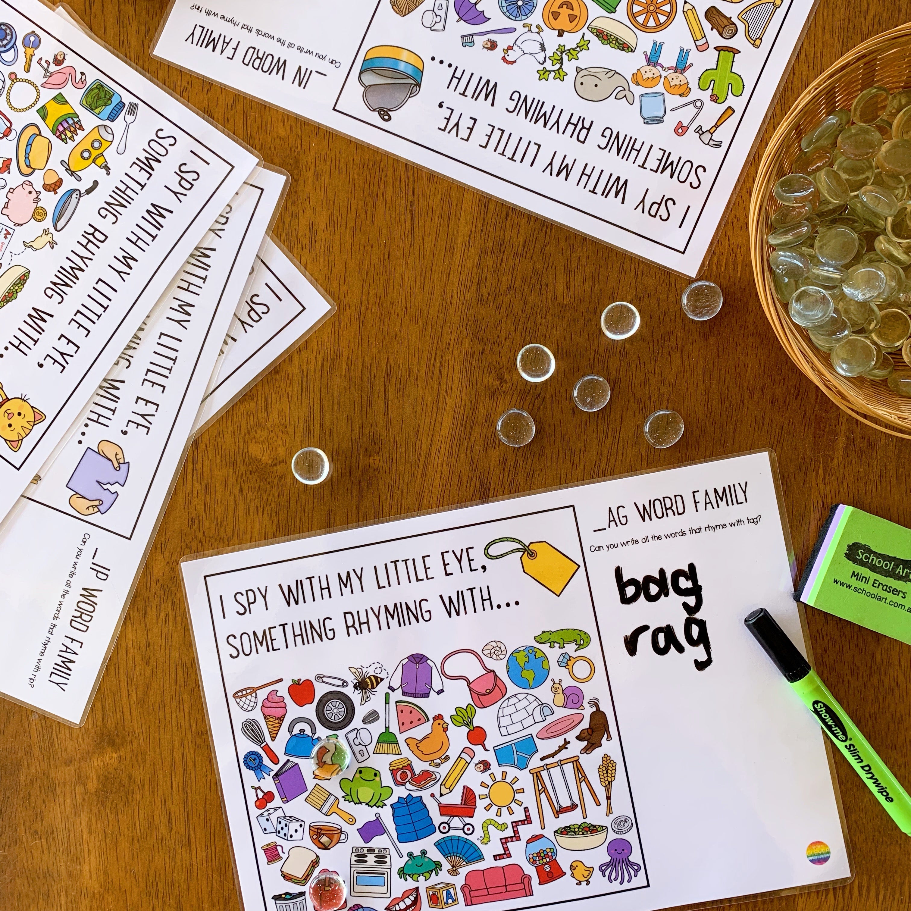 Rhyming Short Vowel Sound Word Family I Spy Mats - COMPLETE BUNDLE ...