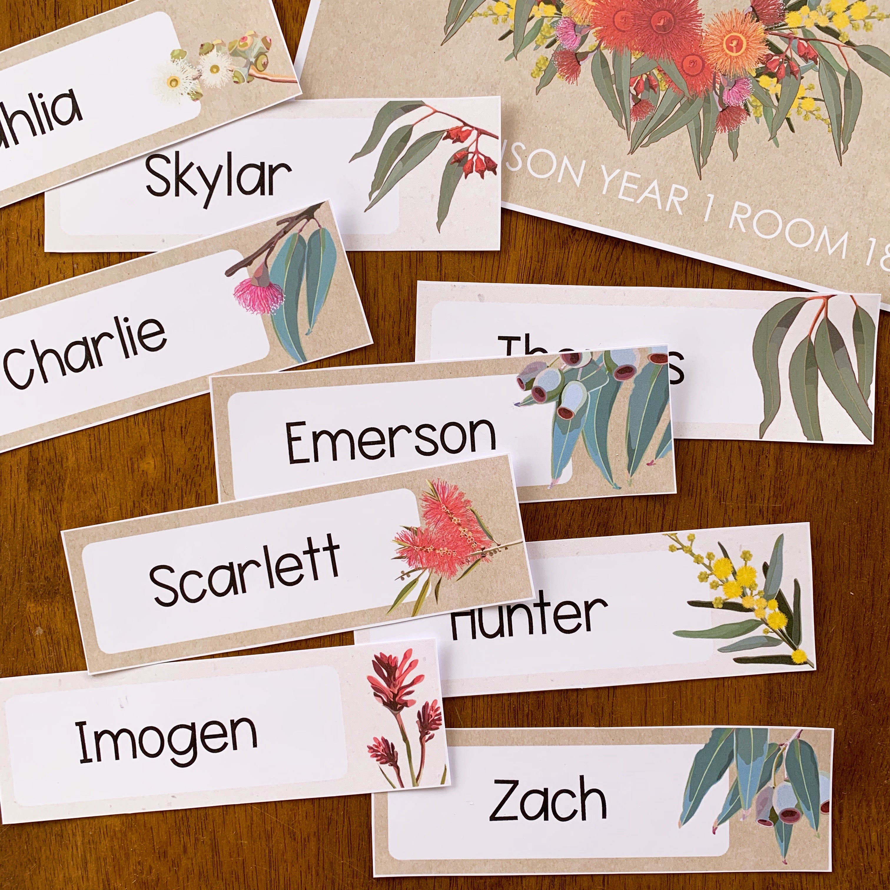 AUSSIE FLORA Editable Desk Plates - classroom HQ