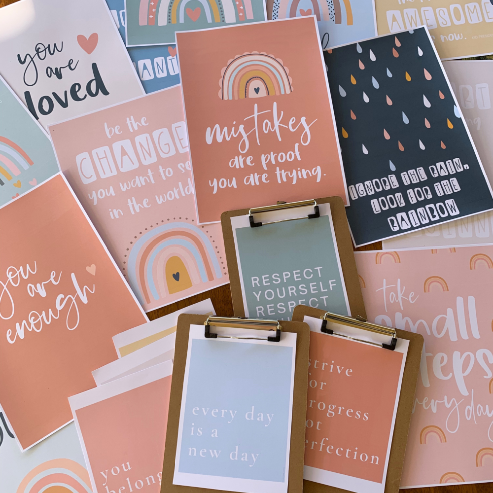 BOHO RAINBOW Inspirational Growth Mindset Posters - classroom HQ