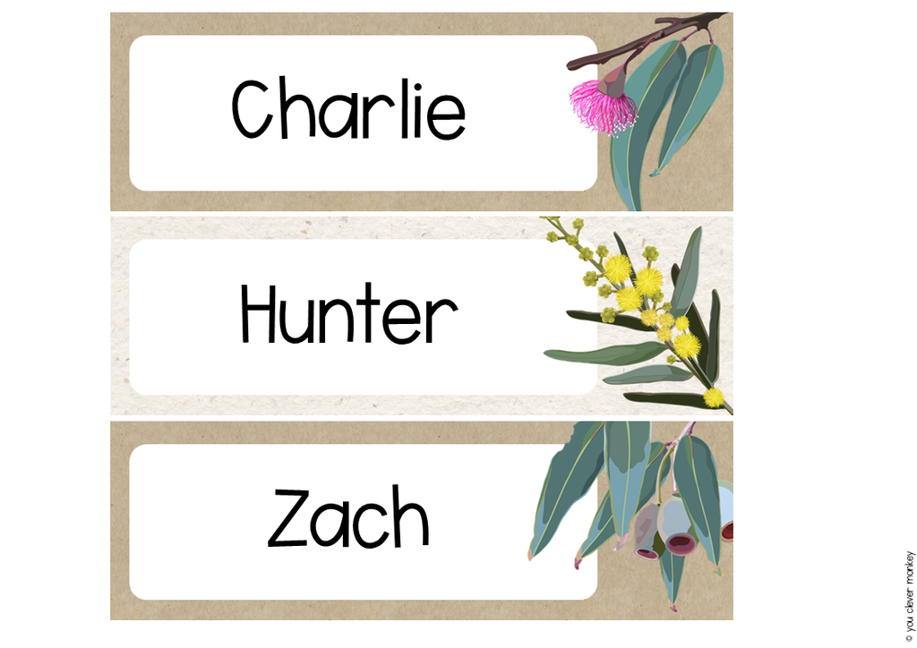 AUSSIE FLORA Editable Desk Plates - classroom HQ