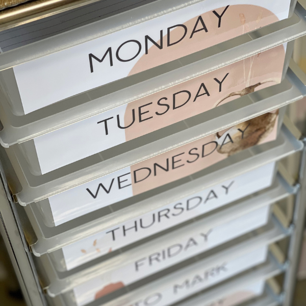 BOHO OASIS 10 Drawer Rolling Cart Trolley Labels - classroom HQ