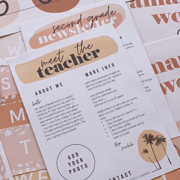 BOHO SUMMER Meet the Teacher + Newsletter Pack - classroom HQ
