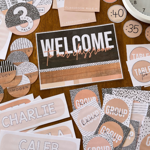 B+W NEUTRALS Classroom Labels + Signs Pack - classroom HQ