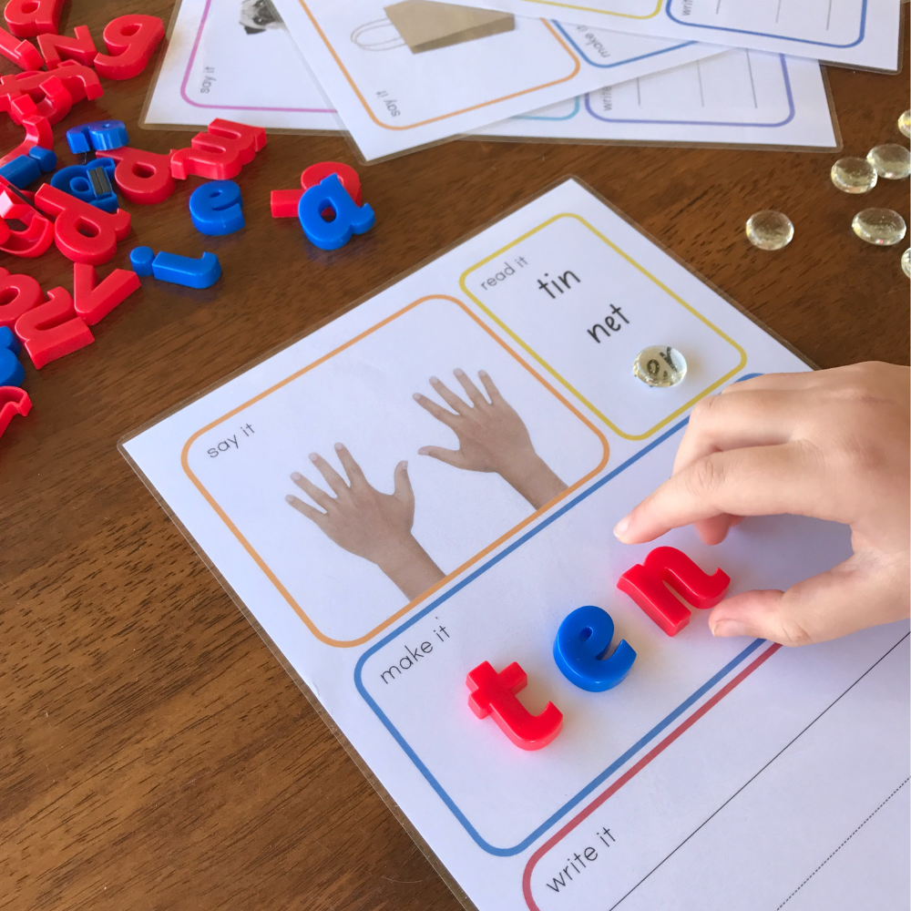 CVC Say It Read It Make It Write It Word Mats - classroom HQ