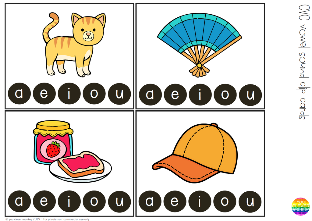 CVC Vowel Sound Clip It Cards - classroom HQ