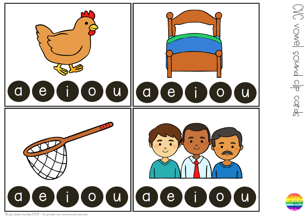CVC Vowel Sound Clip It Cards - classroom HQ