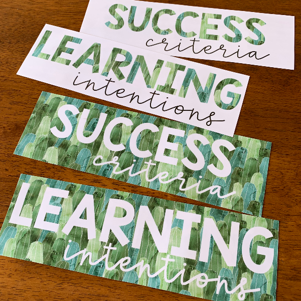 CACTUS Learning Intention + Success Criteria Visible Learning Pack ...