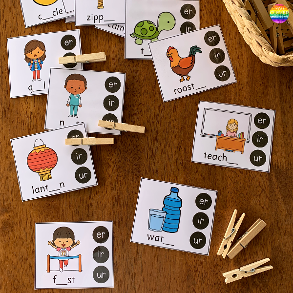 Digraph Clip Cards - ER IR UR - classroom HQ