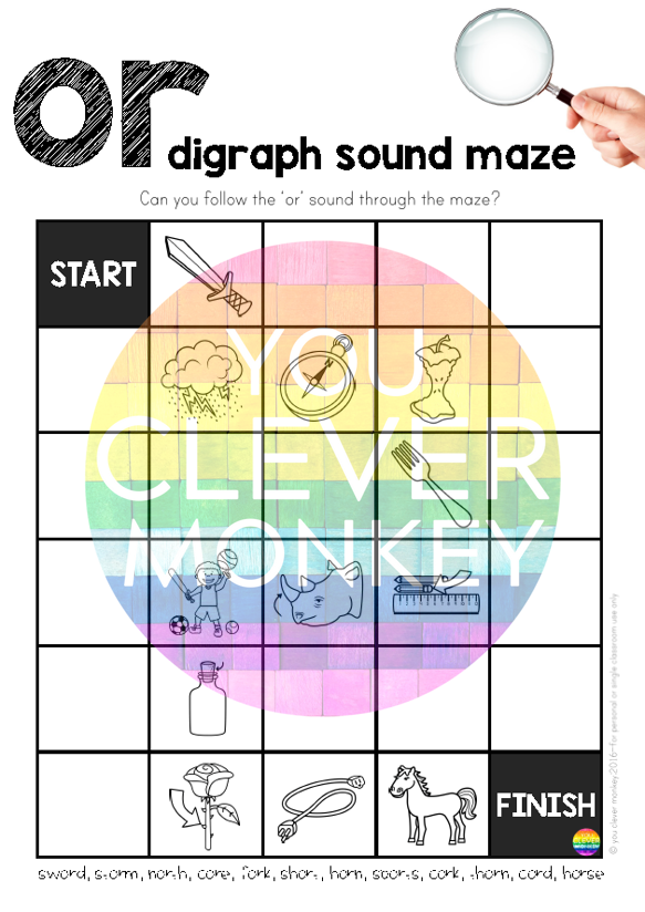 Digraph Sound Mazes + I Spy Games - Bossy 'R' Sound OR