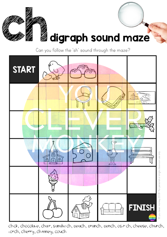 Digraph Sound Mazes + I Spy Games - CH Sound