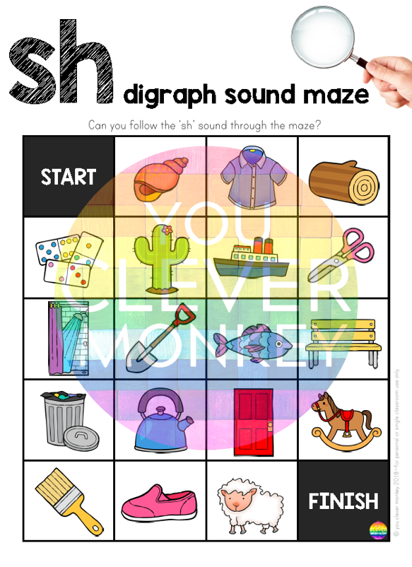 Digraph Sound Mazes + I Spy Games - SH Sound