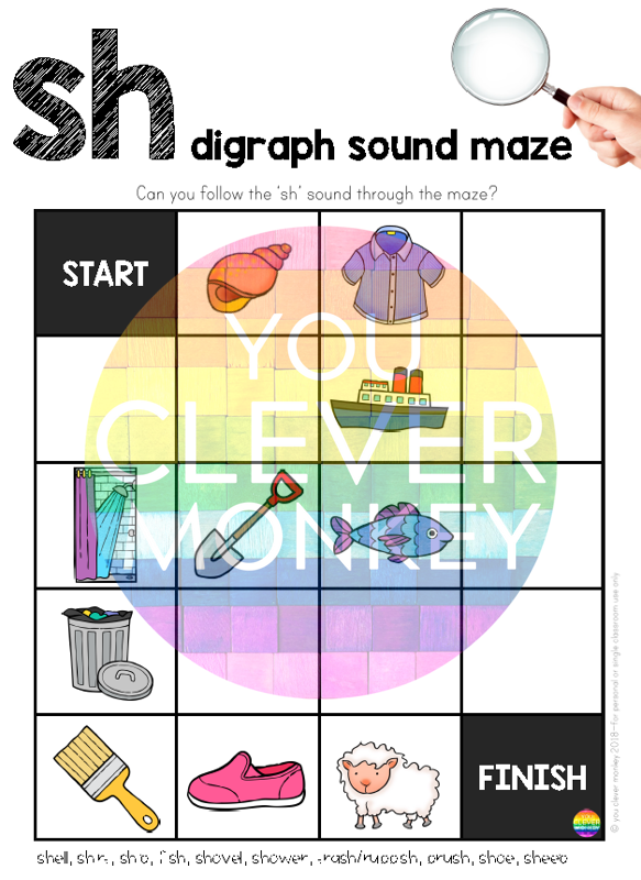 Digraph Sound Mazes + I Spy Games - SH Sound