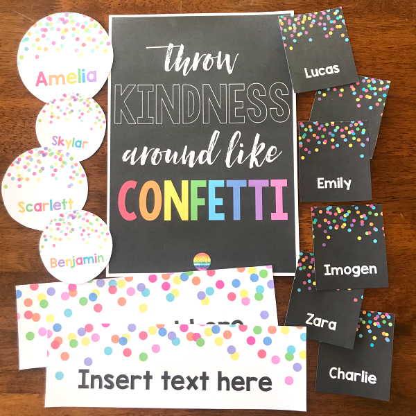 CONFETTI Editable Classroom Labels + Posters - classroom HQ