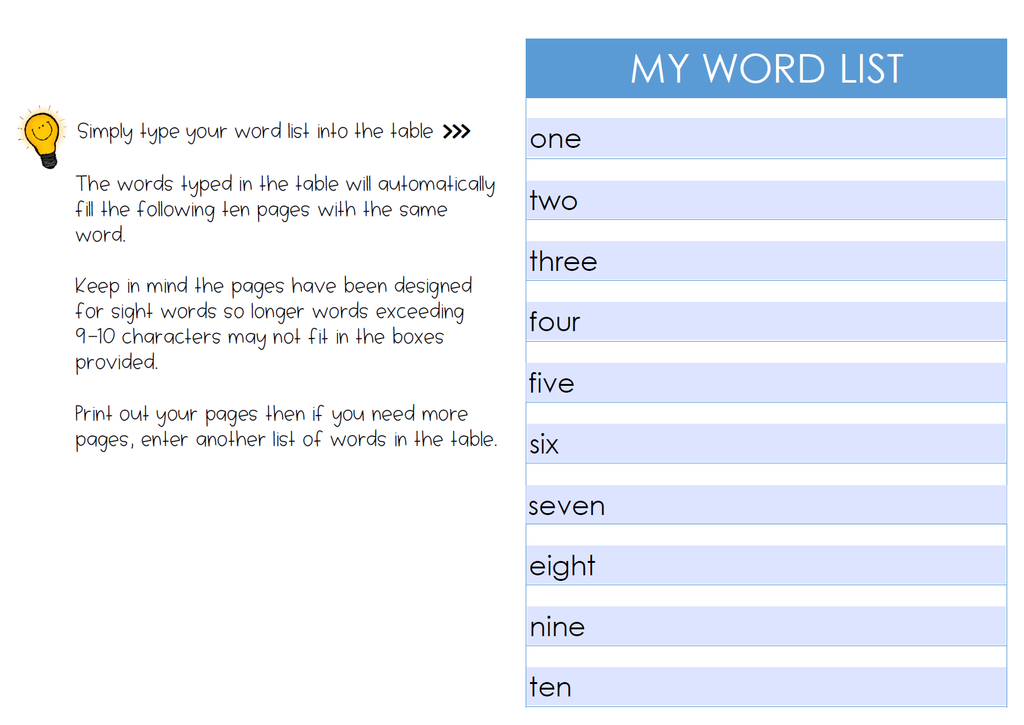 Editable Sight Word Mats - 10 Personalized Spelling Words, Word Work ...