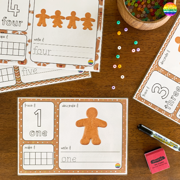 Christmas Playdough Gingerbread Number Mats 1-10 - classroom HQ