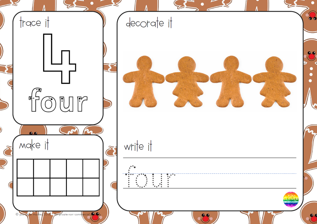 Christmas Playdough Gingerbread Number Mats 1-10 - classroom HQ