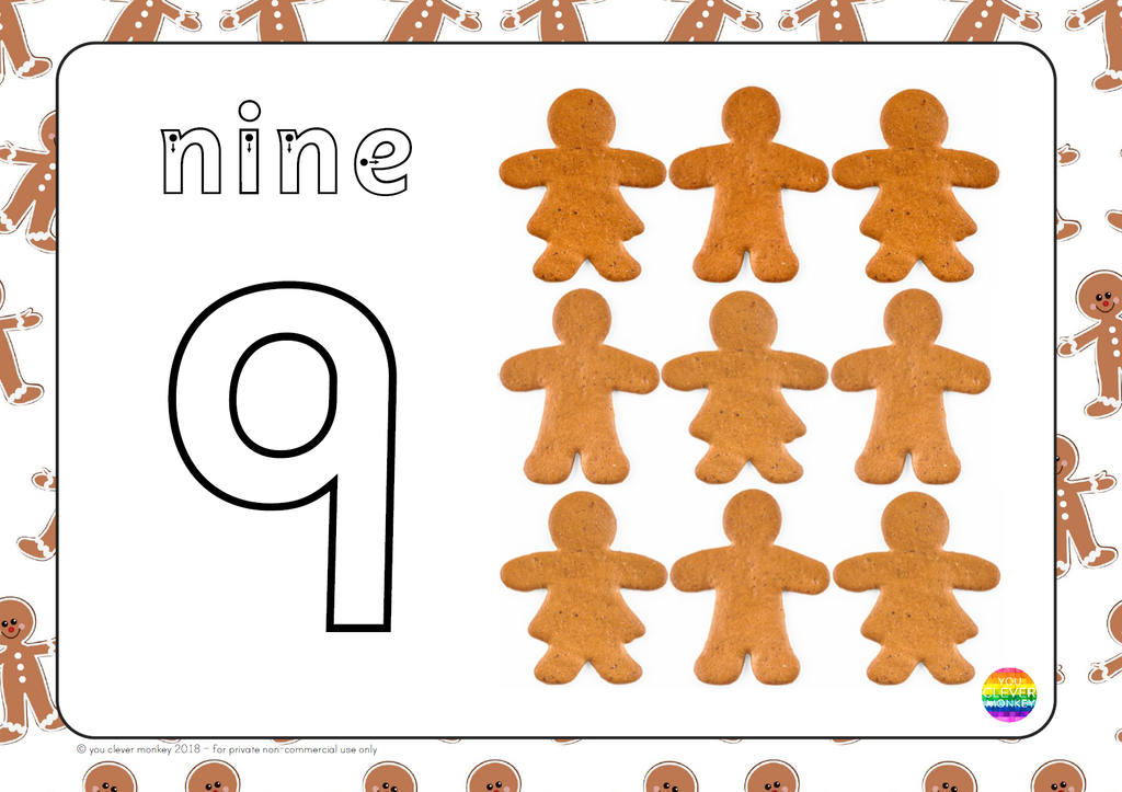 Christmas Playdough Gingerbread Number Mats 1-10 - classroom HQ