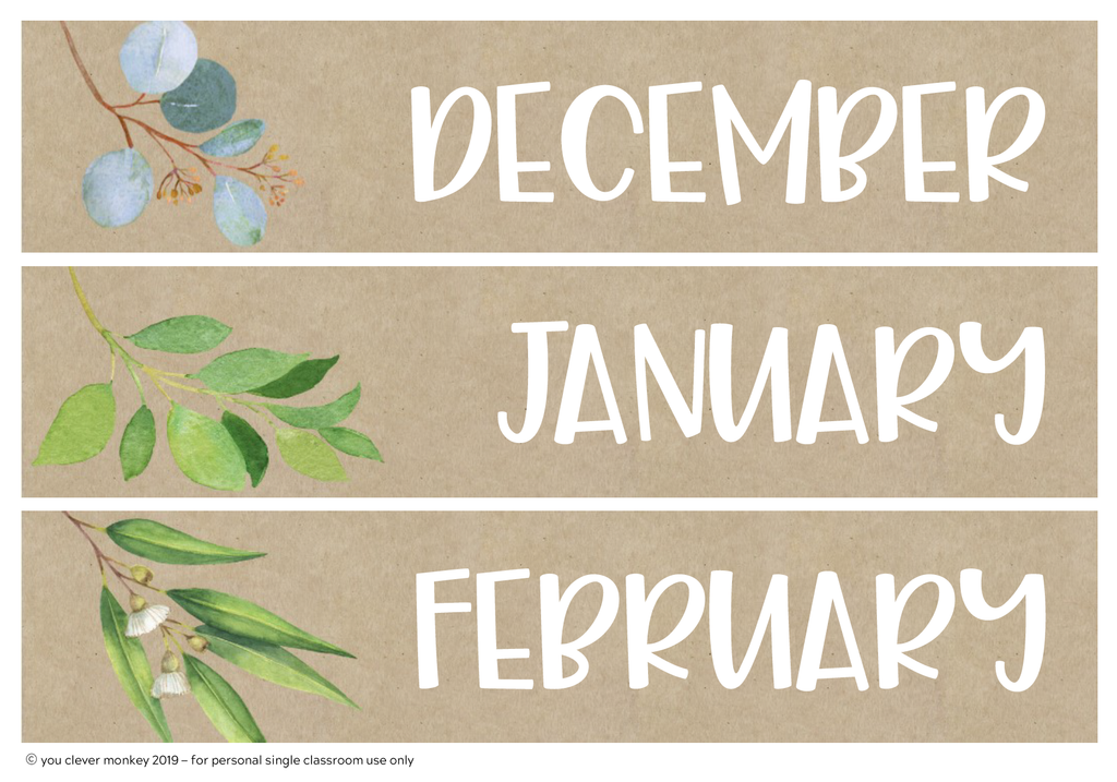 GUM LEAF Evergreen Classroom Calendar - classroom HQ