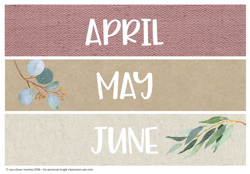 GUM LEAF Evergreen Classroom Calendar - classroom HQ