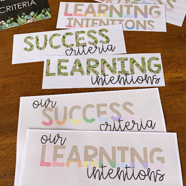GUM LEAF Editable Learning Intention + Success Criteria Pack - classroom HQ