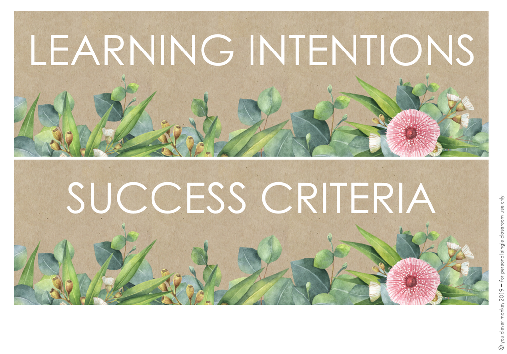 GUM LEAF Editable Learning Intention + Success Criteria Pack - classroom HQ
