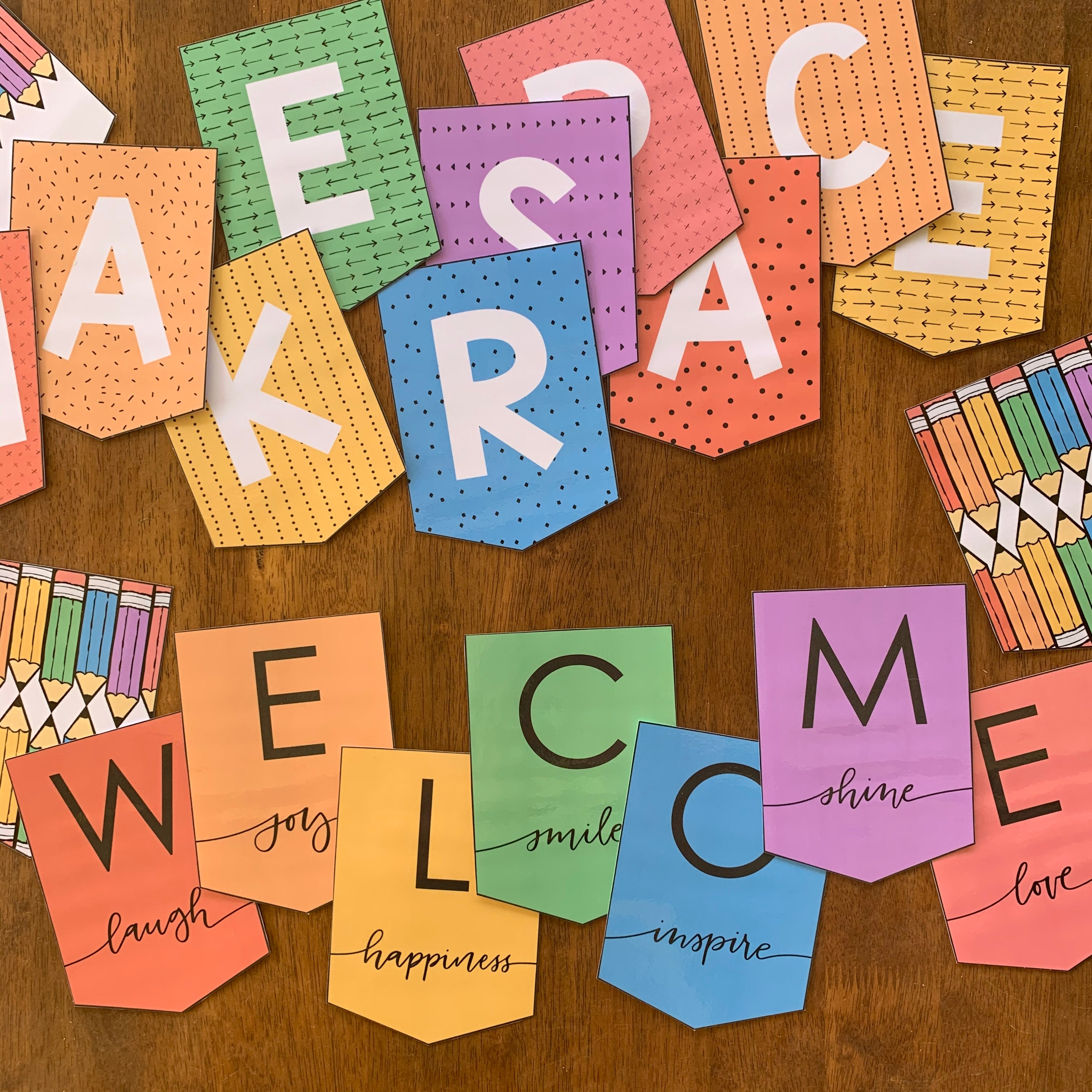 RETRO RAINBOW Bunting Pack - classroom HQ