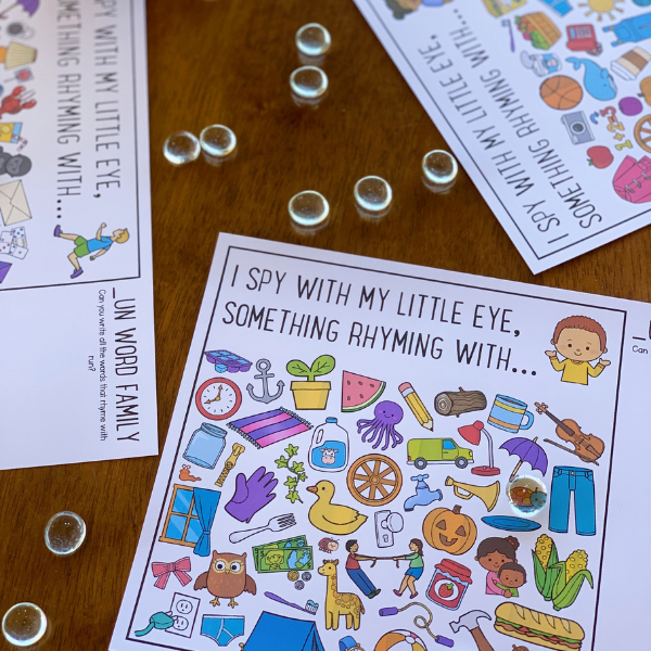 Rhyming Word Family I Spy Mats - UG/UM/UN | Phonological Awareness Ski ...