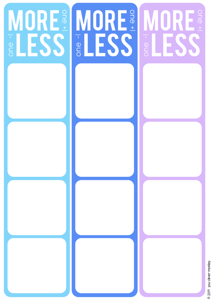 One More, One Less, Ten More, Ten Less Number Cards